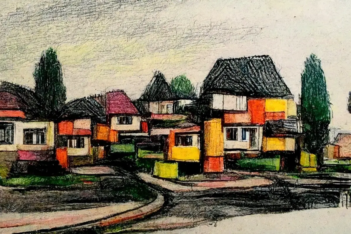 chunky-crayon-drawing-of-a-suburb-3 | SLAP HAPPY LARRY