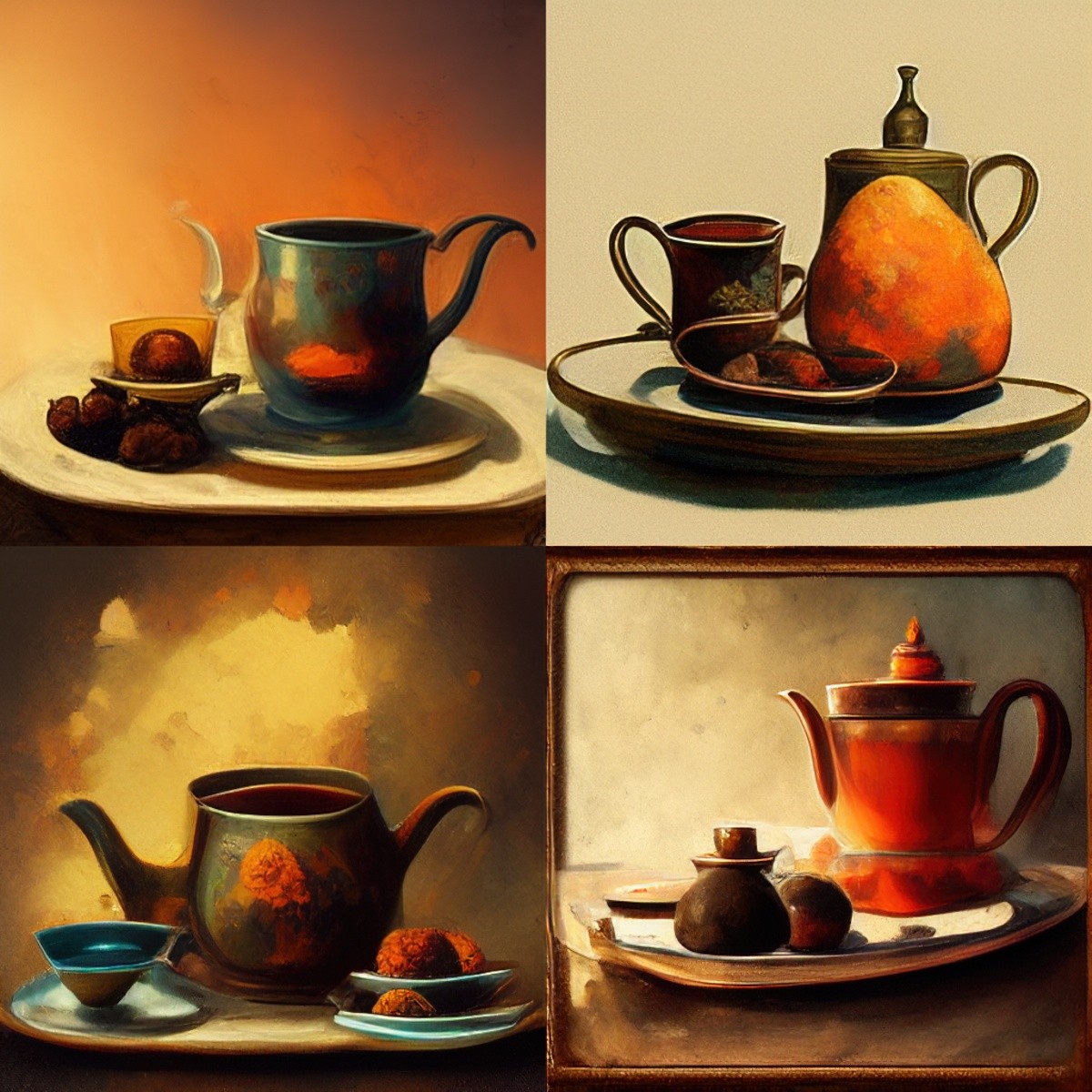 tea_party_still_life_burnt_umber_colors | SLAP HAPPY LARRY